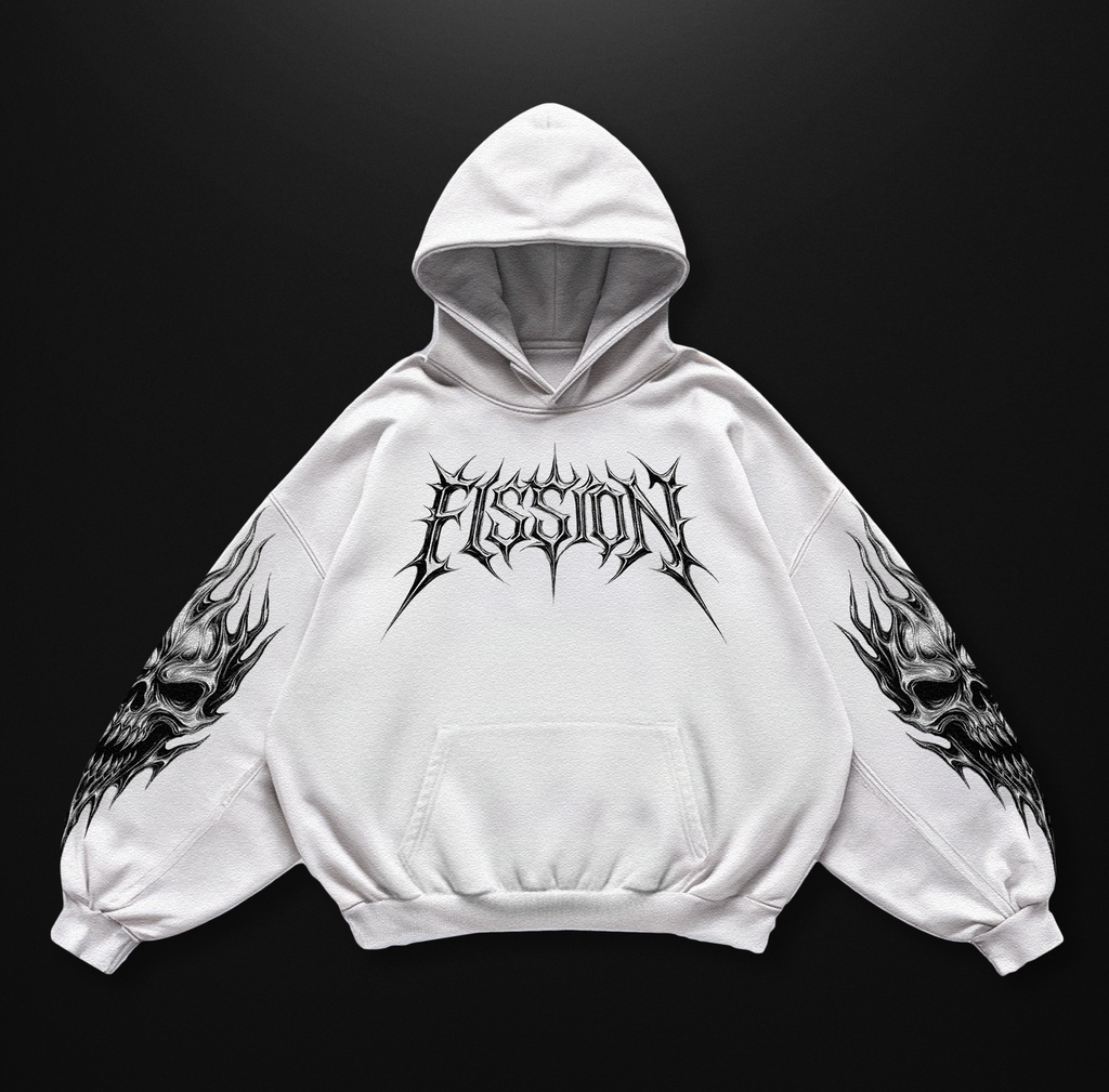 VOLTAIC - UNISEX BAGGY HOODIE - CLEAN WHITE – FissionWear